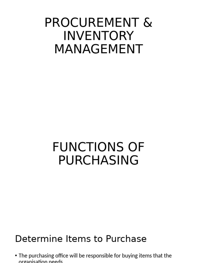 Procurement and Inventory Management Guide | PDF