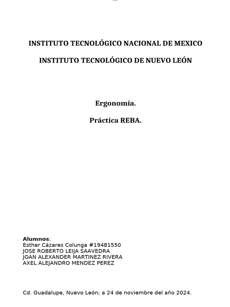 Ejercicio-Reba-Metodo-Reba 2 | PDF | Factores humanos y ergonomía
