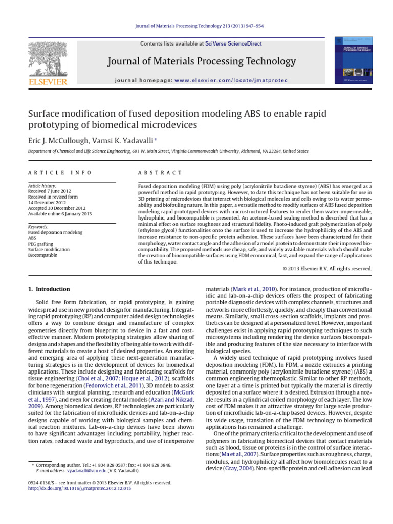 Surface Modification of Fused Deposition Modeling ABS To Enable Rapid ...