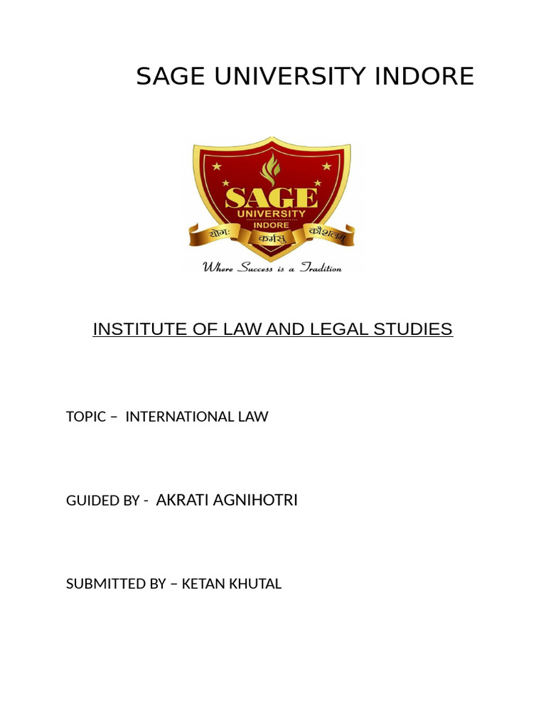 Ketan Khutal International Law Assignment | PDF | International Law | Justice