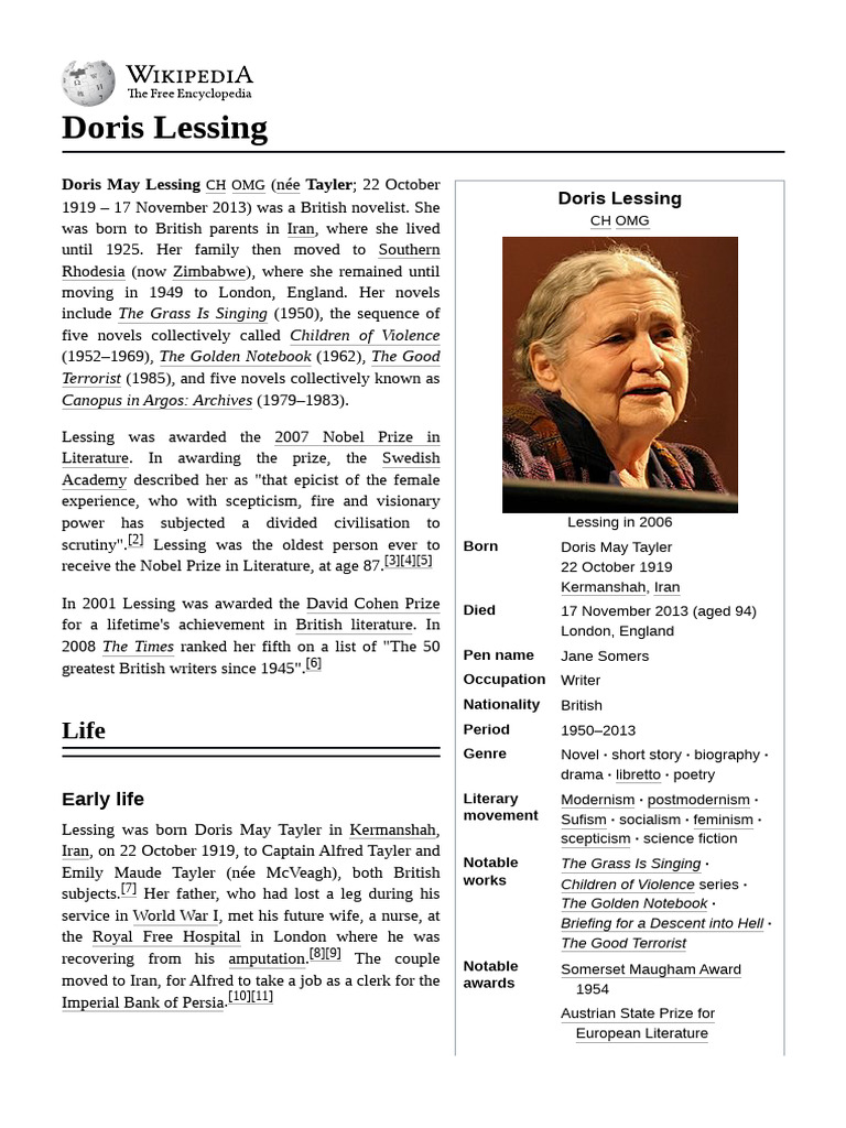 Doris Lessing | PDF | Doris Lessing
