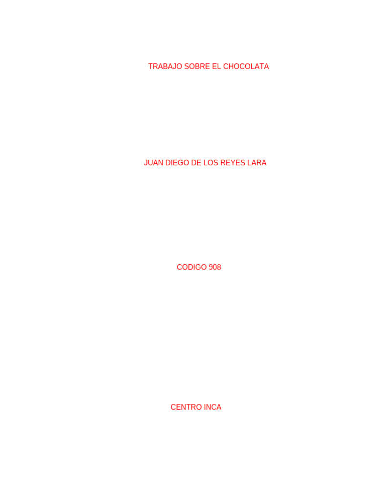 Trabajo Sobre El Chocolata | PDF | Chocolate | Sólidos de cacao