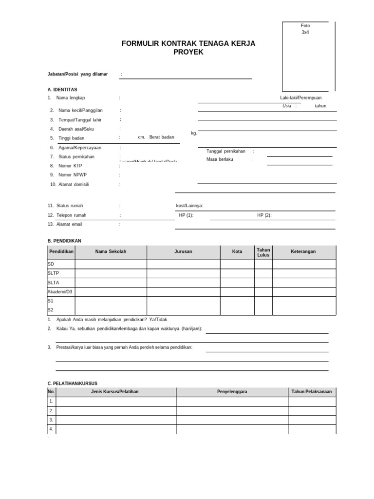 Form Biodata Calon Karyawan Rev 3 | PDF