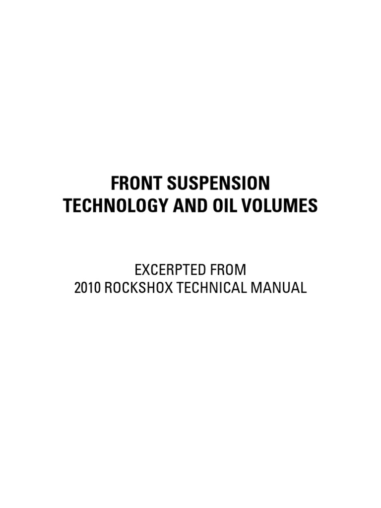 Technical Manual - Rockshox Front Fork Oil Chart - 2010 | PDF