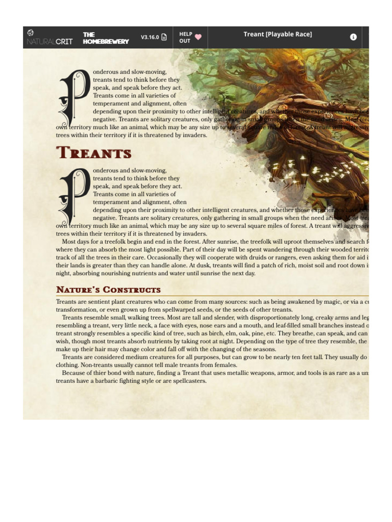 Treant Lore for Fantasy Gamers | PDF | Trees | Plants