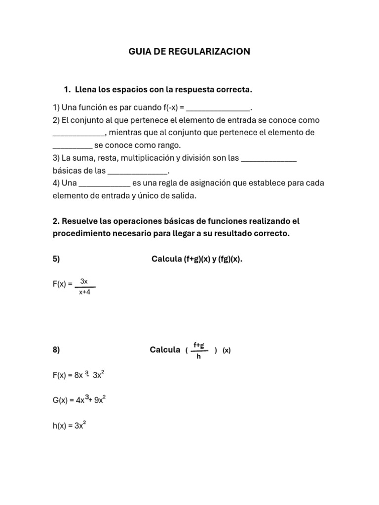 Guia de Regularizacion | PDF | Derivado | Función (Matemáticas)