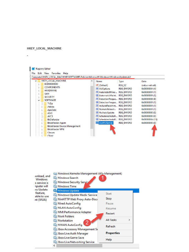 Desabilitar WSUS pelo Registro do Windows | PDF