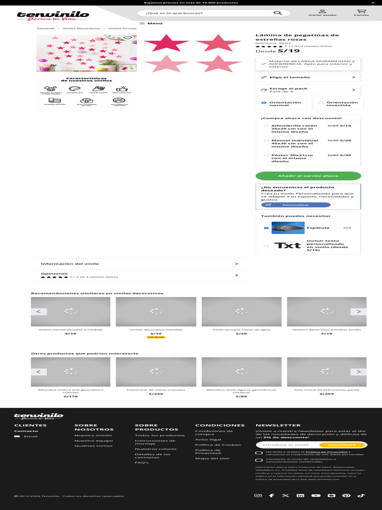 Lámina de Pegatinas de Estrellas Rosas - TenVinilo | PDF