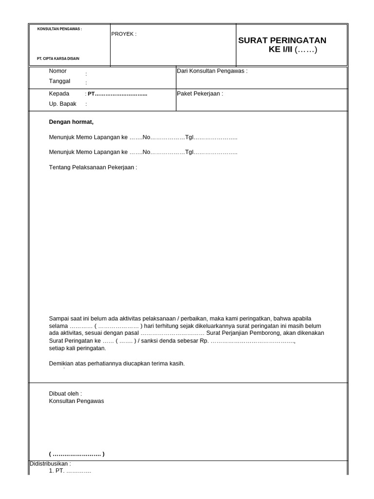 Form Surat Peringatan | PDF