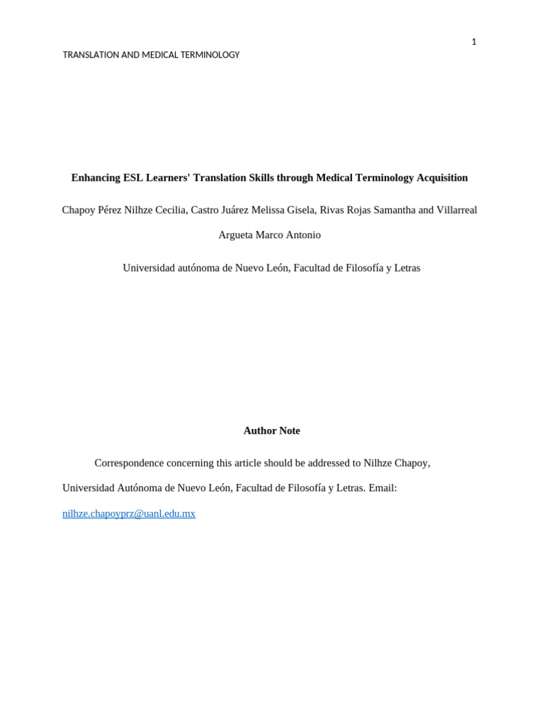 Documento Corregido | PDF | English As A Second Or Foreign Language | Translations