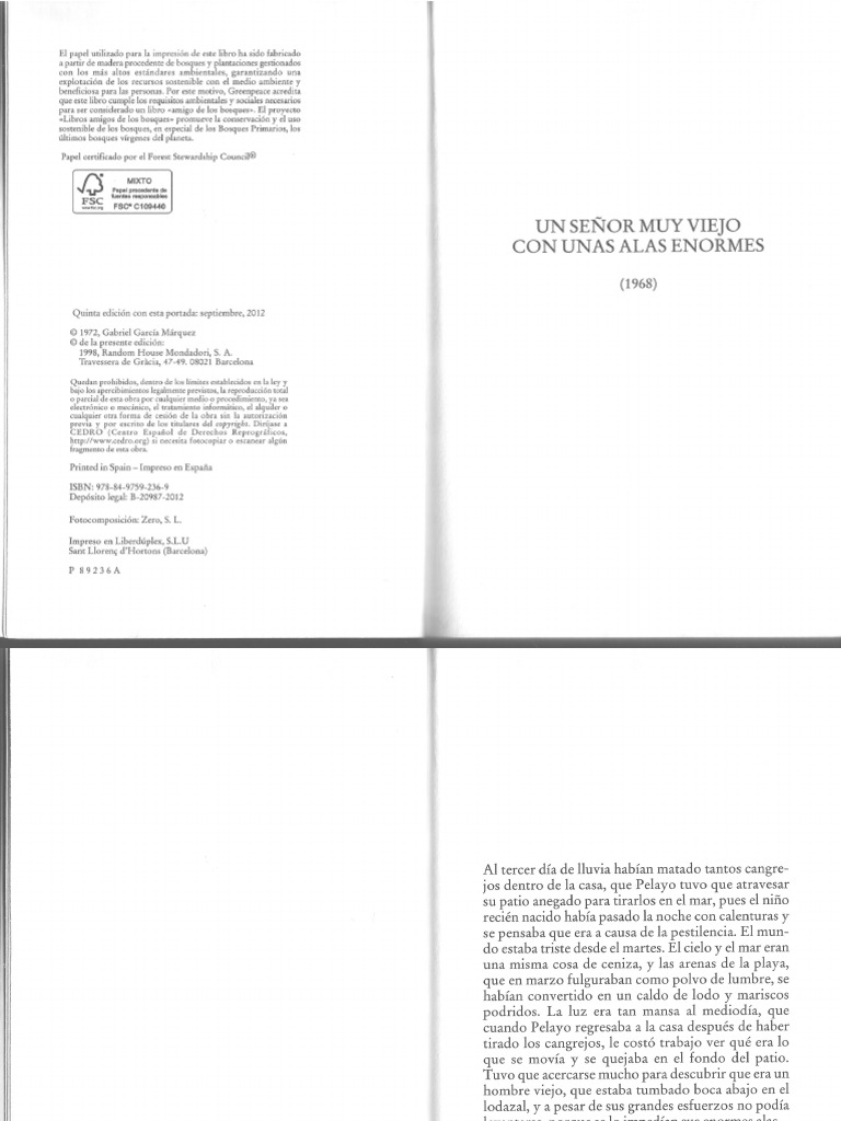 Un Senor Muy Viejo Con Unas Alas Enormes GGM | PDF