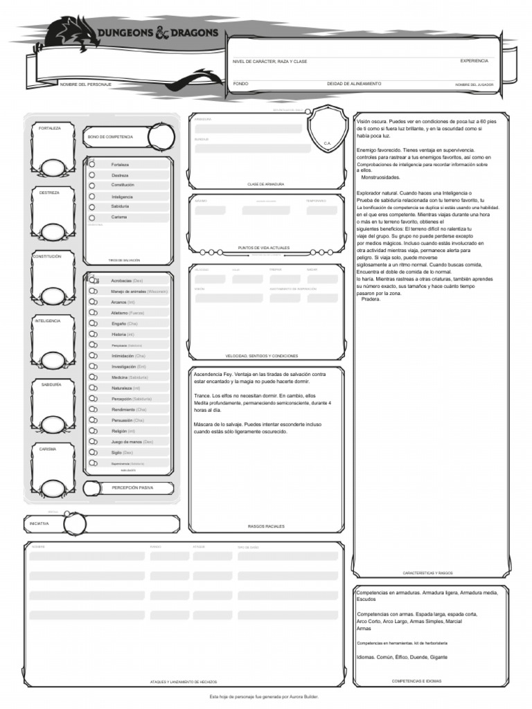 Elfo Ranger Emerald Enclave LVL 1 | PDF