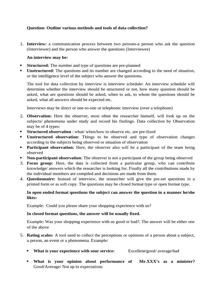 Methods of Data Collection | PDF | Interview | Data