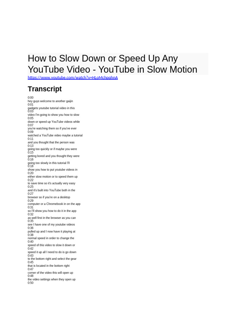 Slow Down or Speed Up YouTube Videos | PDF | You Tube | Software
