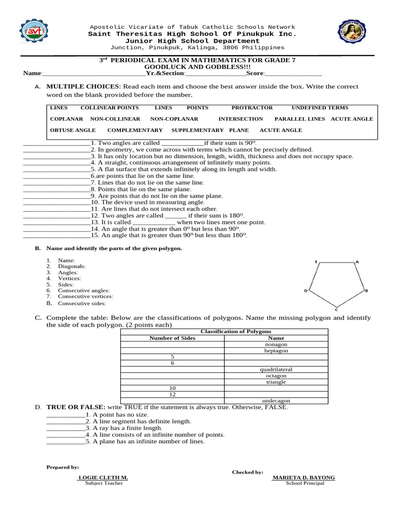 3rd-Grading-periodical-exam | PDF | Rectangle | Line (Geometry)