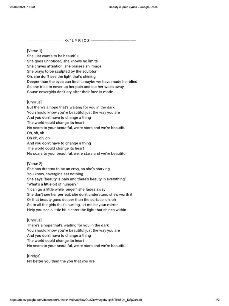 Beauty Is Pain Lyrics | PDF