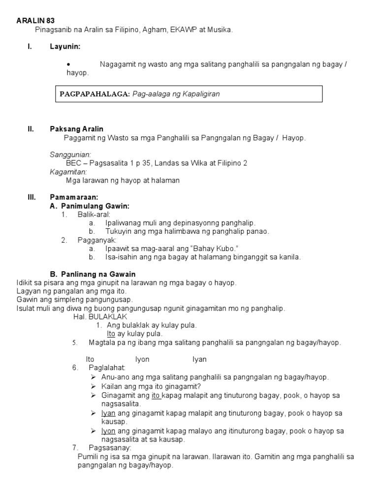 Filipino Lesson Plan | PDF