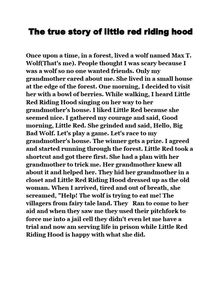 The True Story of Little Red Riding Hood | PDF