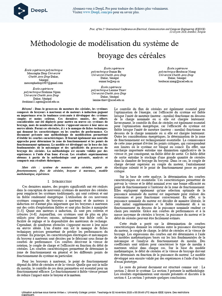 Diop2020 FR | PDF | Puissance (physique) | Grandeur physique