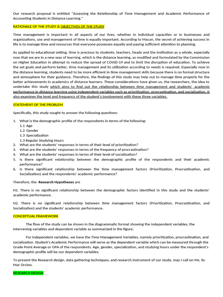 Research Proposal Script Final | PDF | Questionnaire | Cognition