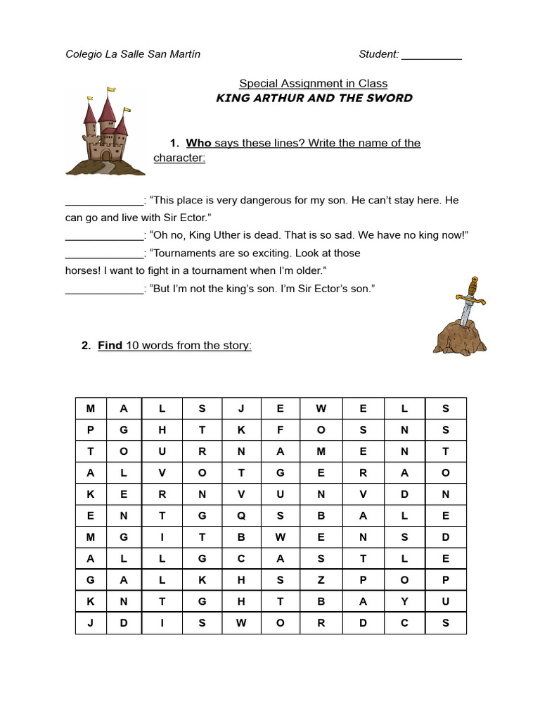 Special Assignment KING ARTHUR 5to A - B | PDF | Merlin | Arthurian Legend