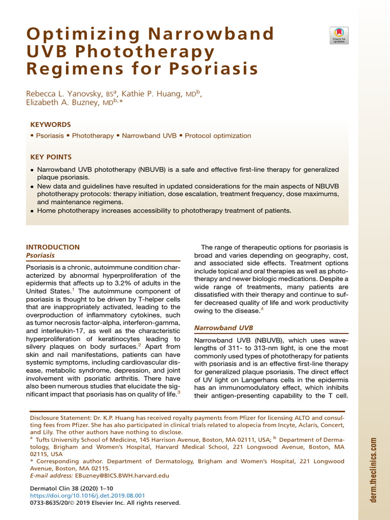 Optimizing Narrowband UVB Phototherapy Regimens For Psoriasis | PDF ...