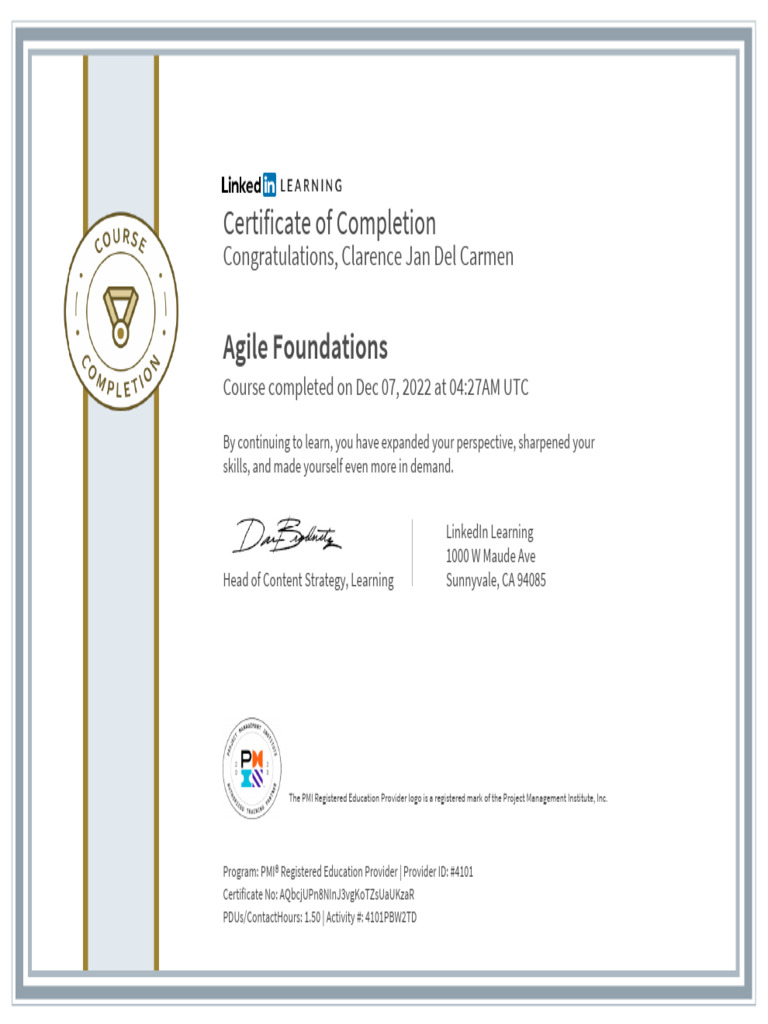 CertificateOfCompletion Agile Foundations | PDF