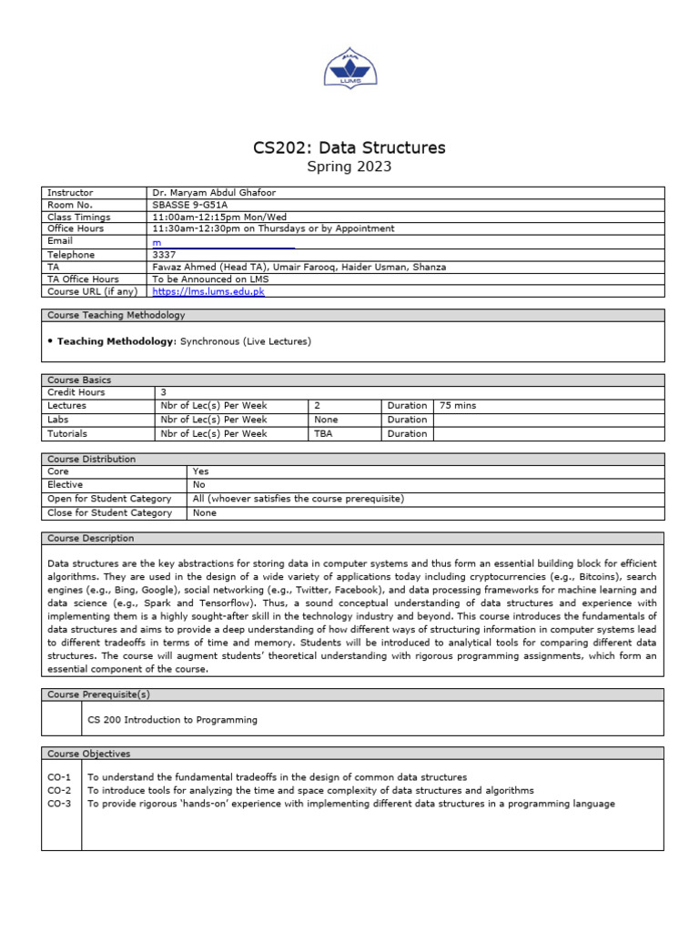 CS202-Course Outline | PDF | Algorithms | Algorithms And Data Structures CS202-Course Outline | PDF | Algorithms | Algorithms And Data Structures