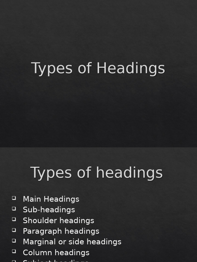 Type Of Headings | PDF | Paragraph | Publishing
