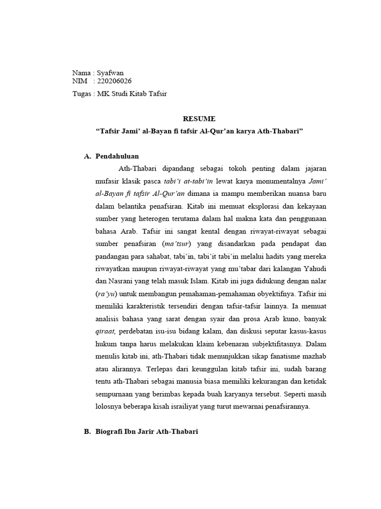 Resumestudikitabtafsir Syafwan Ubaidillah | PDF