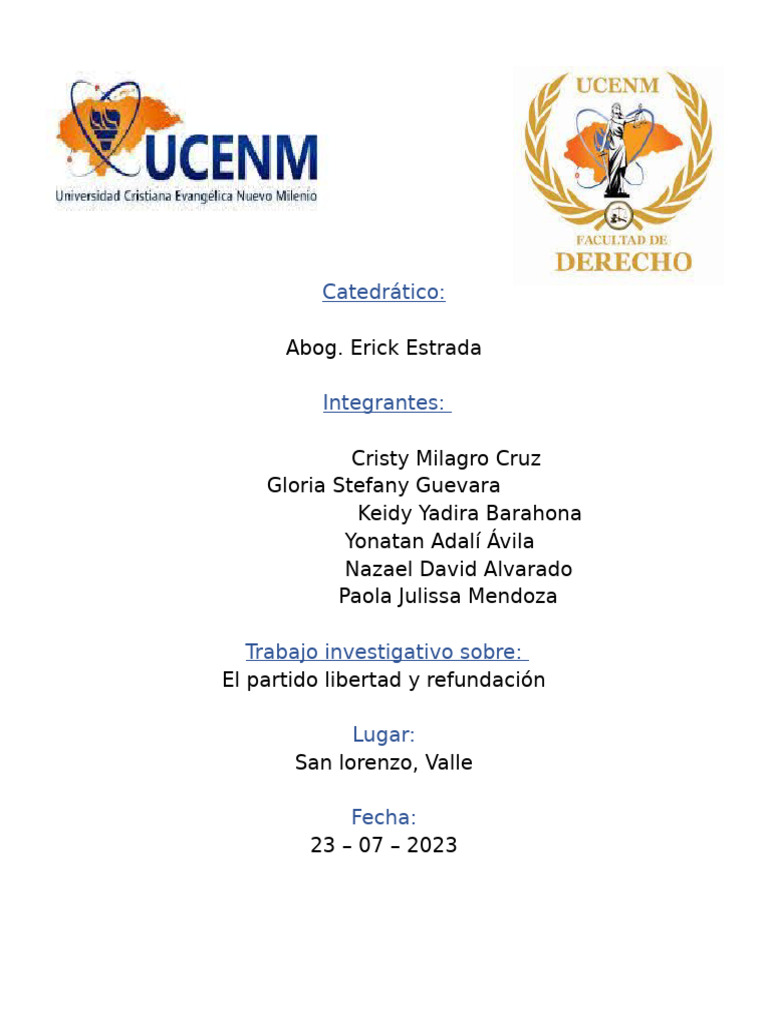 Exposicion Del Partido Libre | PDF | Gobierno | Ciencias Políticas
