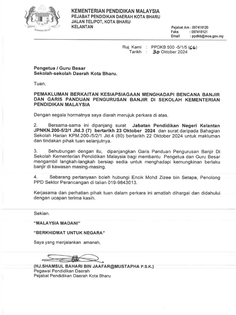 Surat Garis Panduan Pengurusan Banjir | PDF