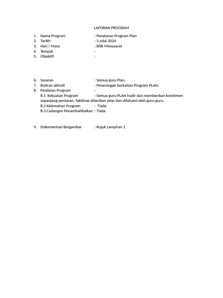 Laporan Program Plan | PDF
