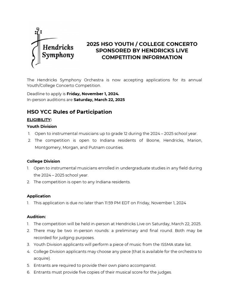 HSO Concerto Competition Guidelines | PDF | Orchestras | Concerto