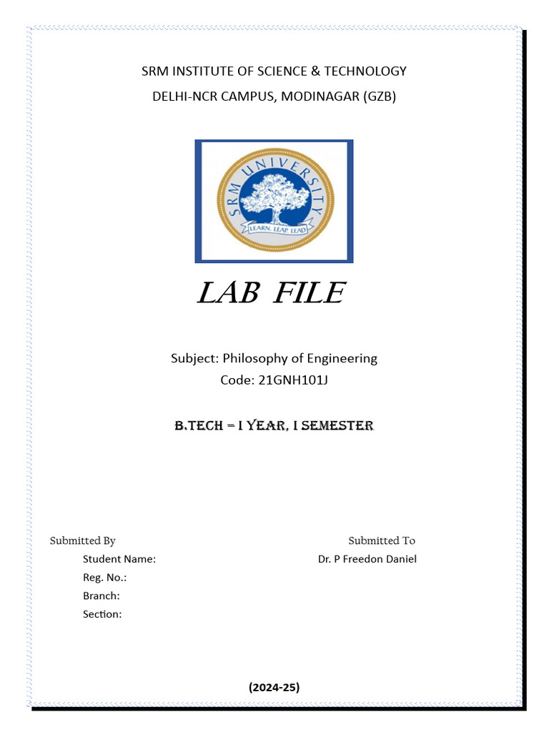 Philosophy of Engineering Lab File | PDF