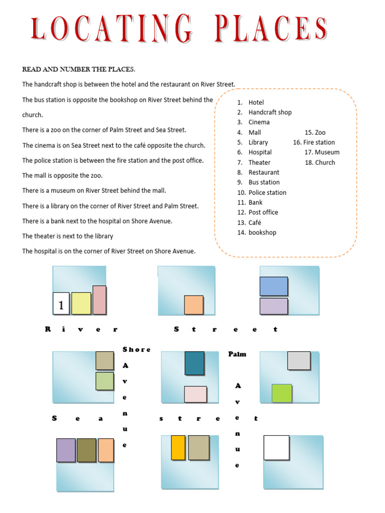 Locating Places Reading Comprehension Exercises 8293 | PDF