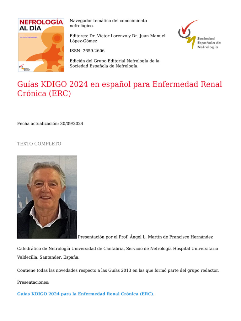 Guías KDIGO 2024: Enfermedad Renal Crónica | PDF