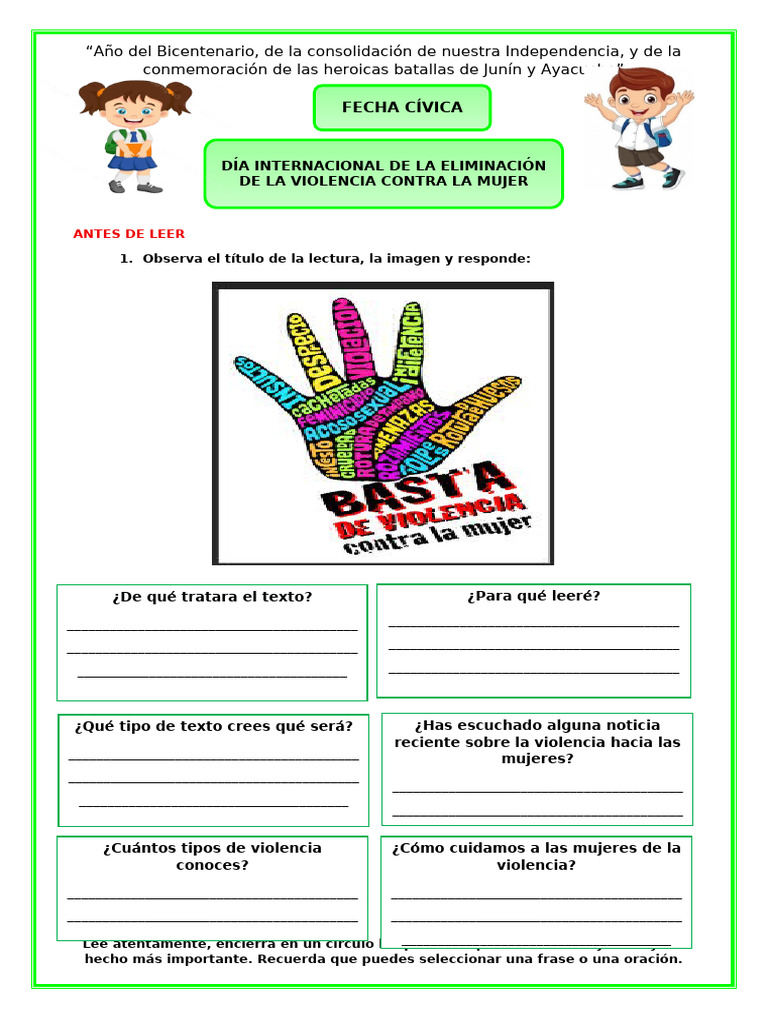 FICHA-FECHA CÍVICA-DÍA INTERNACIONAL DE LA ELIMINACIÓN DE LA VIOLENCIA ...