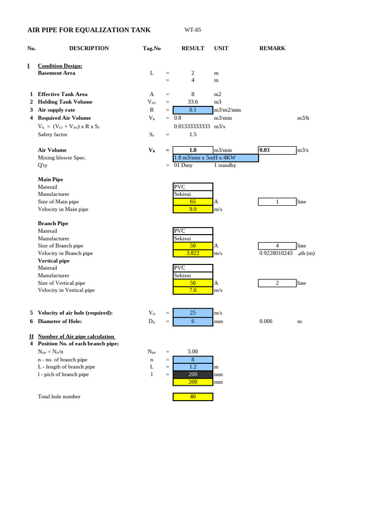 Calculation For Air Pipe WT-05 | PDF | Metrology | Physical Quantities