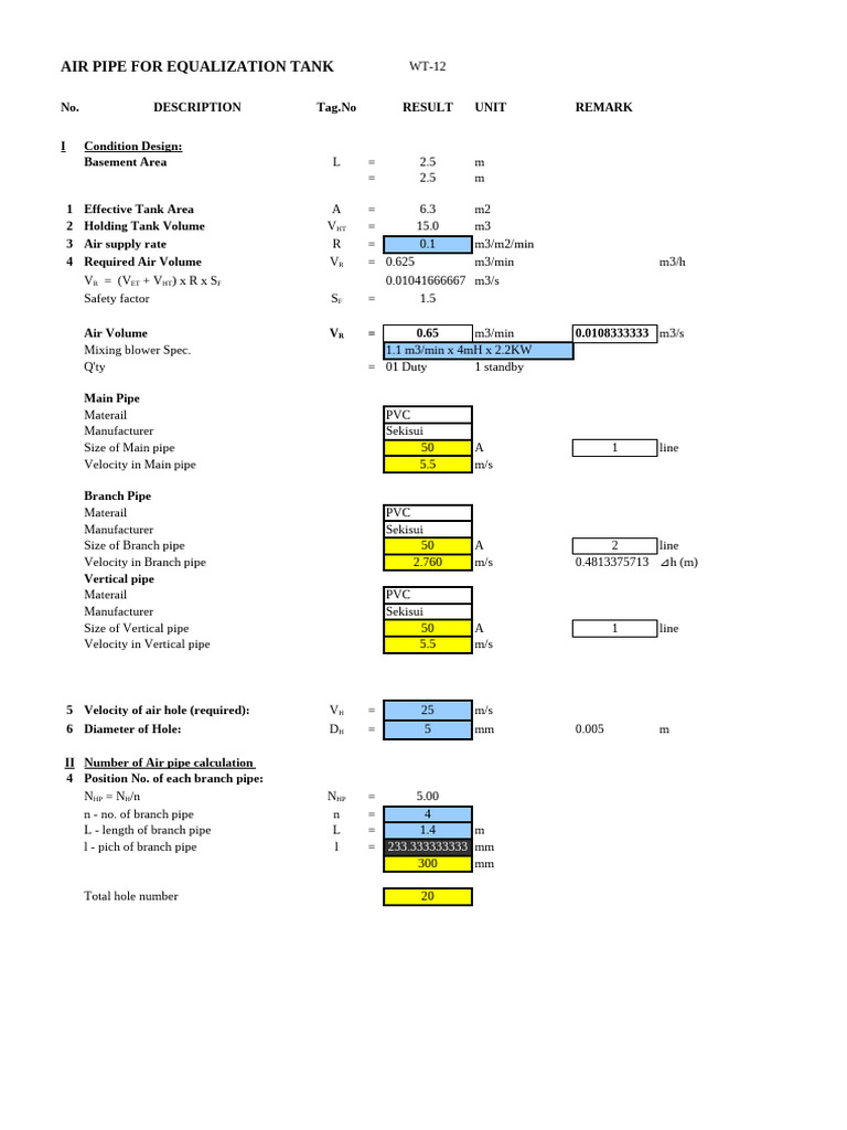 Calculation For Air Pipe WT-11&12 | PDF | Mechanical Engineering ...