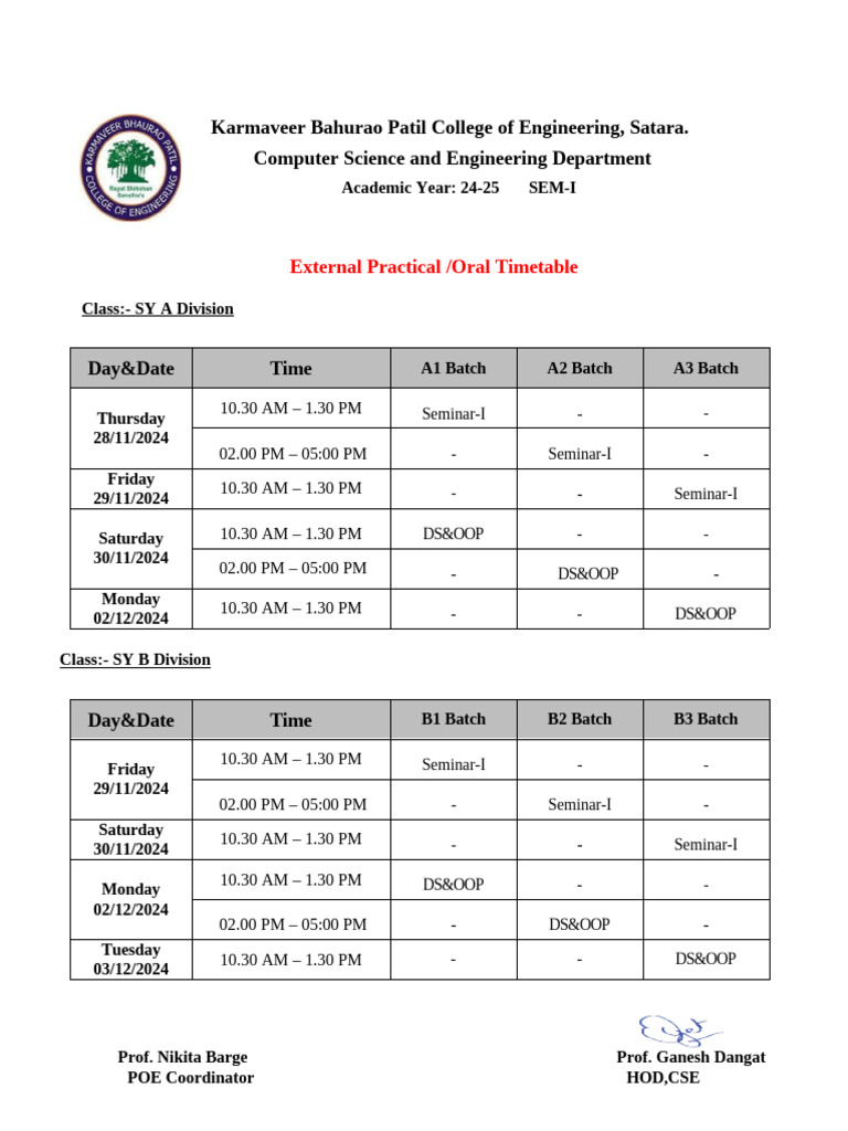 SY and TY Final Oral Time Table Sem-II 22-23 | PDF