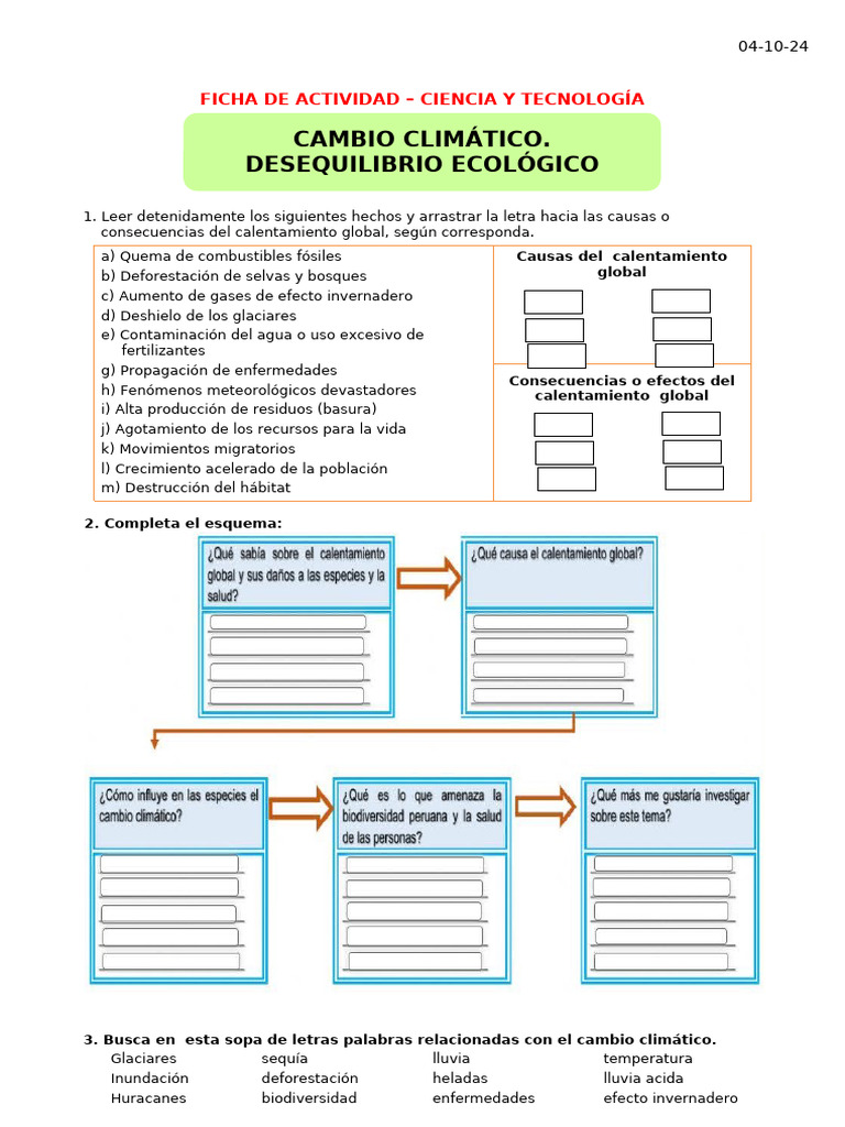 Actividades sobre Calentamiento Global | PDF | Cambio climático ...