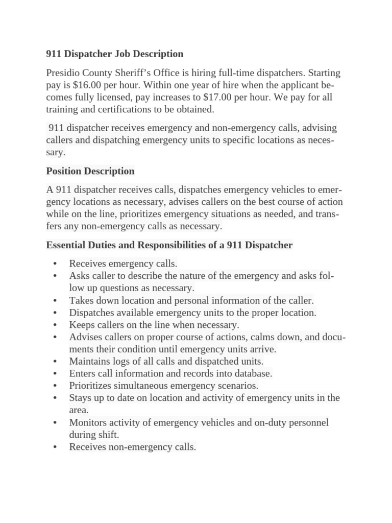 Dispatcher ad 2023 | PDF | Dispatcher | 9 1 1