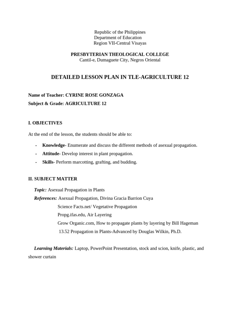 LESSON-PLAN | PDF | Grafting | Plants