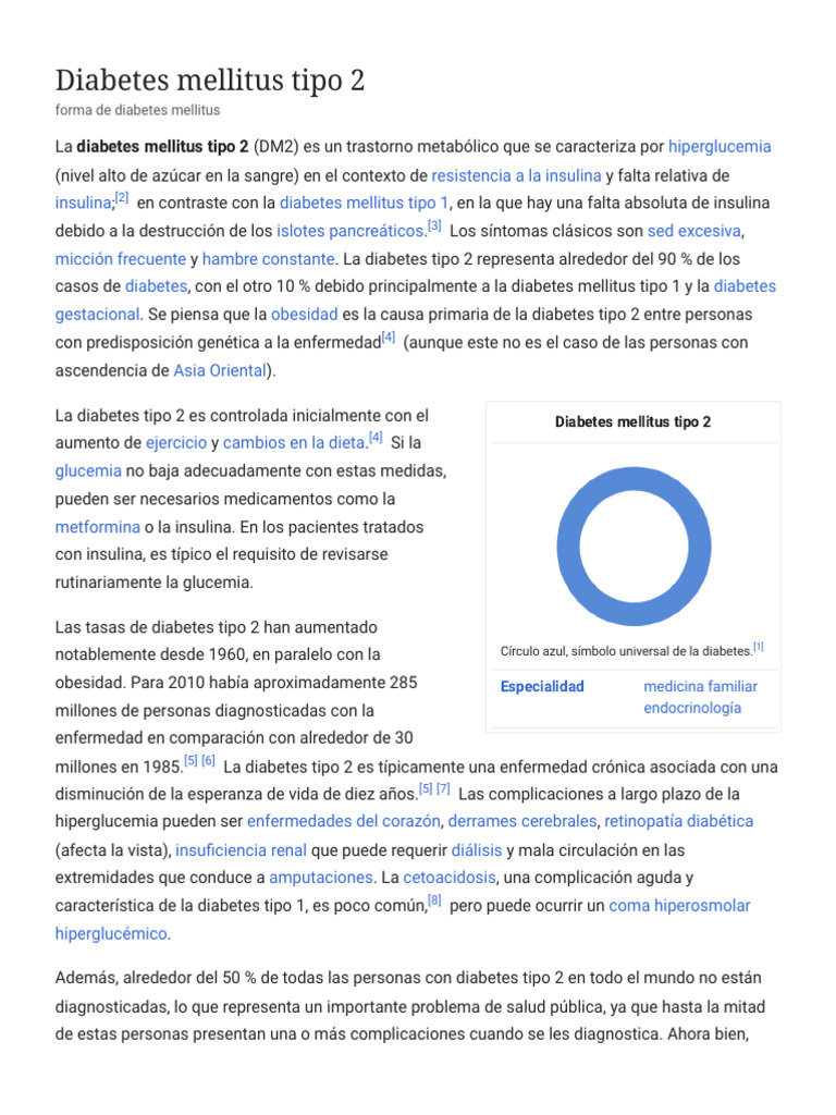 Diabetes Mellitus Tipo 2 - Wikipedia, La Enciclopedia Libre | PDF ...