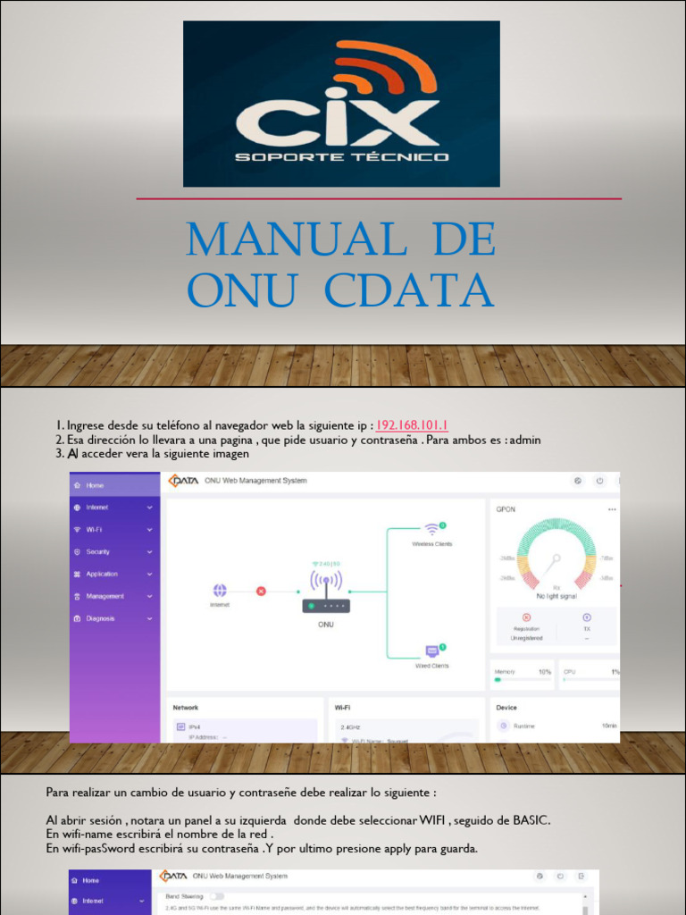 Configuración de ONU CDATA y Acceso Remoto | PDF