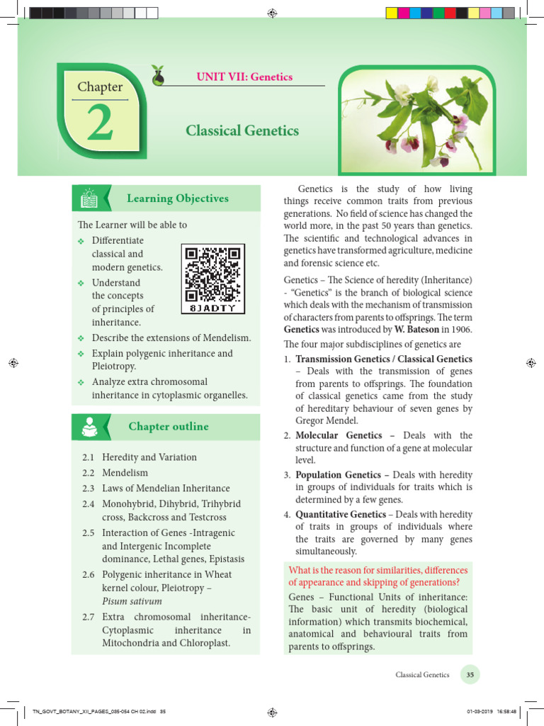 Tamilnadu Board Class 12 Botany Chapter 2 | PDF | Heredity | Genetics