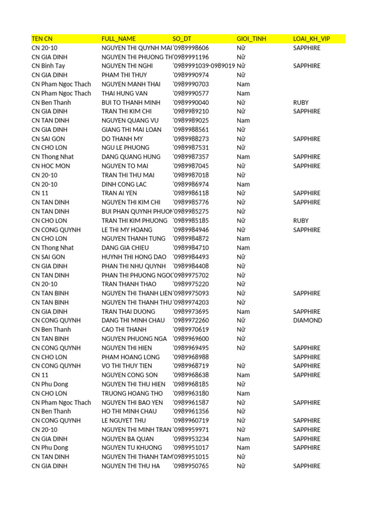 DATA KH TIẾT KIỆM TRÊN 2 TỶ HCM DN | PDF