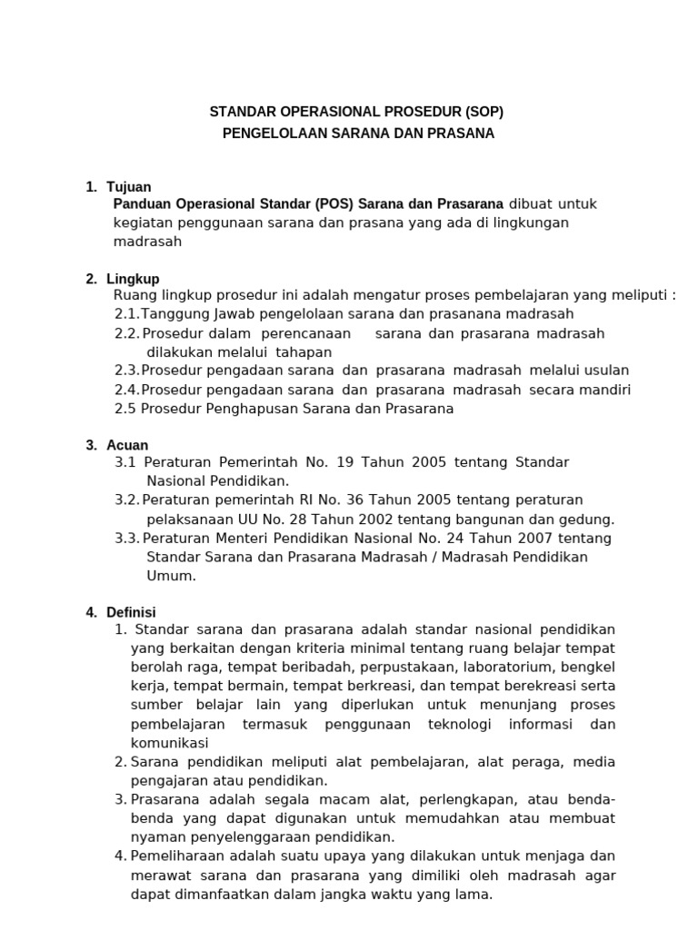 Salinan SOP SARANA DAN PRASANA OK | PDF