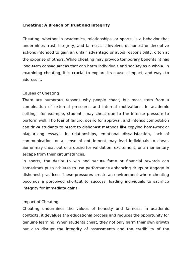 Cheating | PDF | Infidelity | Integrity